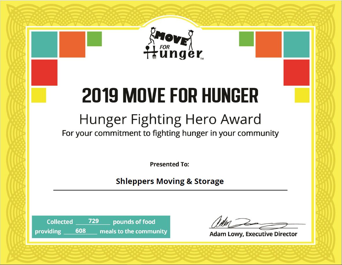 Shleppers Moving & Storage is Committed to Fighting Hunger